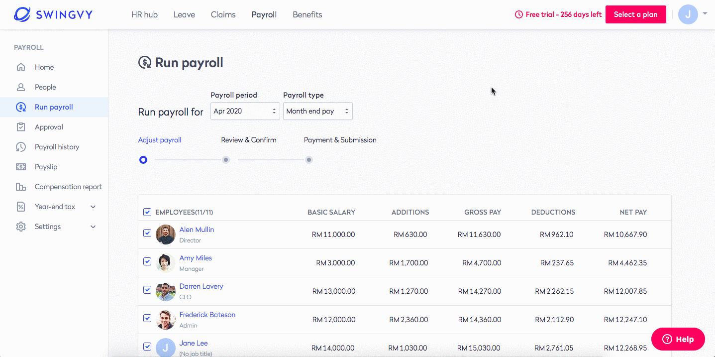 Request for payroll approval