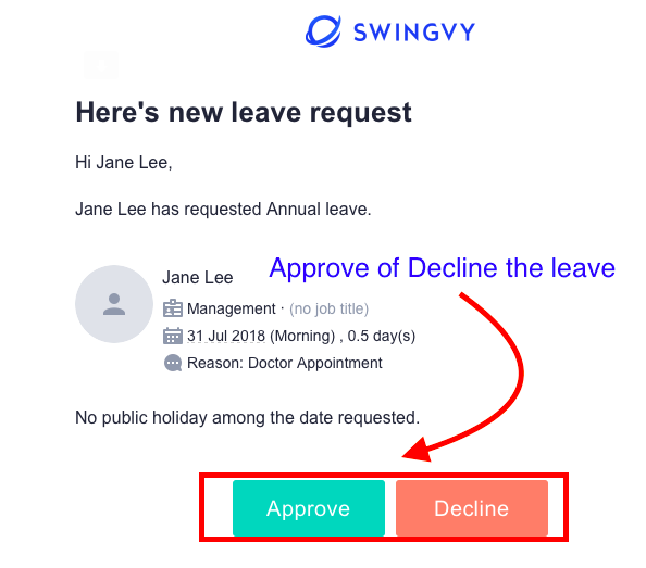 Approve or decline a leave request