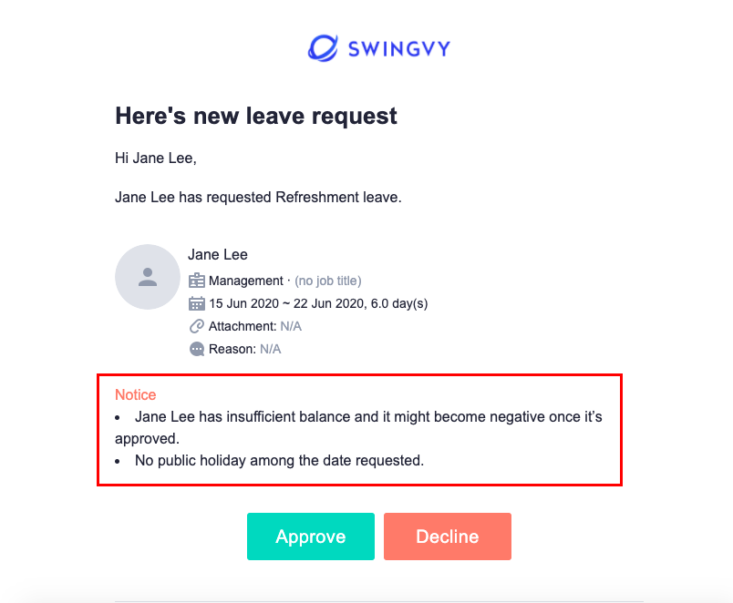 Approve or decline a leave request