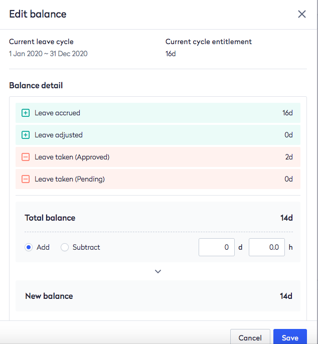 Edit leave balance