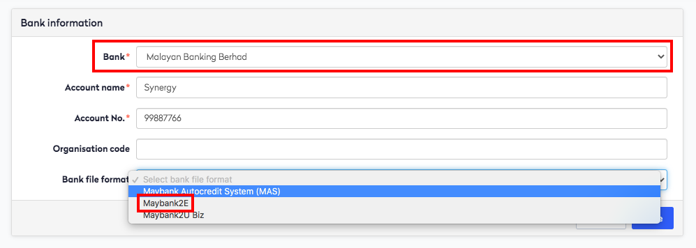 Upload bank file to Malaysia Maybank